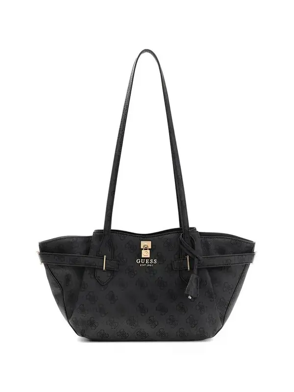 Guess Yesba Monogram-pattern Buckle-detail Tote Bag - Black
