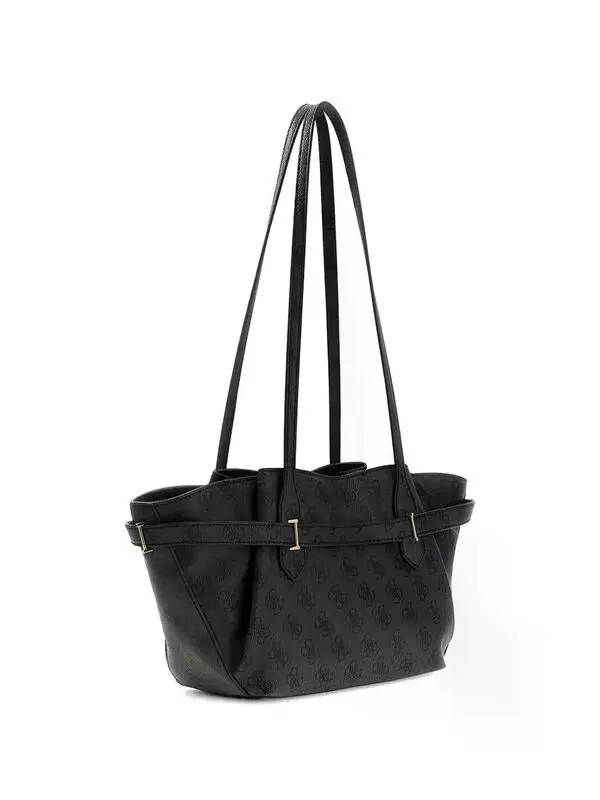 Guess Monogrammed Tote Bag With Buckle And Padlock Detail - Black