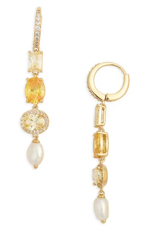 Nadri Maiden Linear Drop Earrings - Gold/yellow