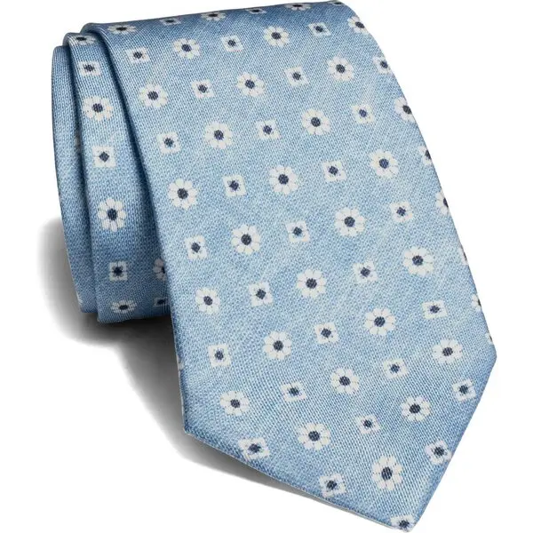 JACK VICTOR Mulroney Geometric Silk Neck Tie - Light Blue