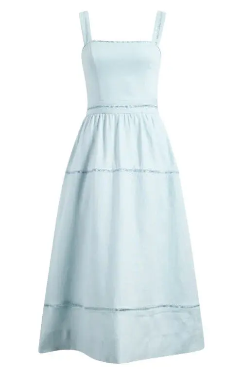 REFORMATION Everett Embroidered Linen Sundress - Aquamarine