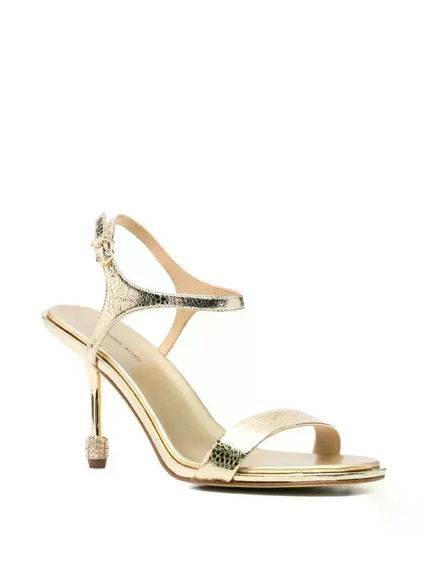 Michael Kors Crystal Embellished Snakeskin Effect Sandals - Gold