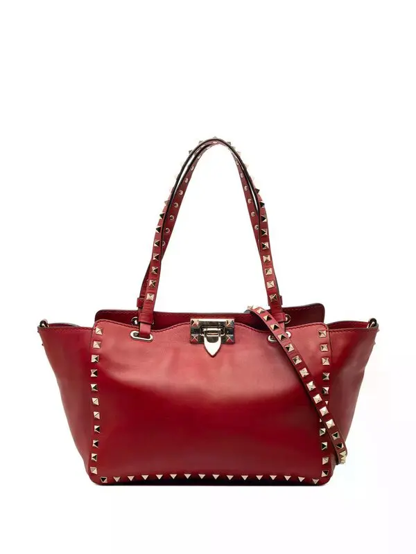 Valentino Garavani 2000-2017 Small Leather Rockstud Trapeze Satchel - Red