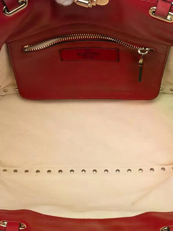 Valentino Garavani 2000-2017 Small Leather Rockstud Trapeze Satchel - Red