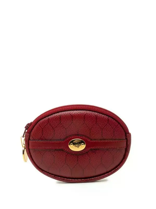 Dior 20th Century Honeycomb Coated Canvas Coin Pouch - Red