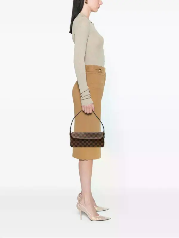 LOUIS VUITTON 2002 Damier Ebene Recoleta Shoulder Bag - Brown