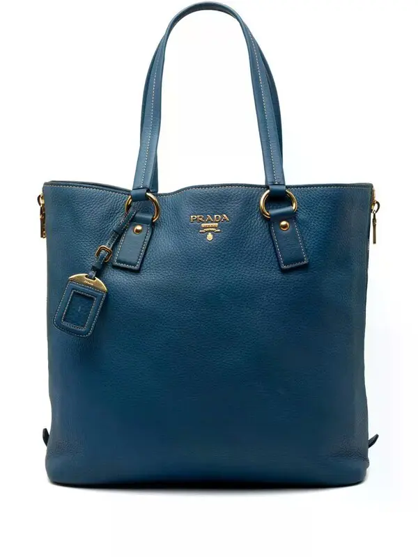 Prada 2000-2026 Vitello Daino Side Zip Shopper Tote Bag