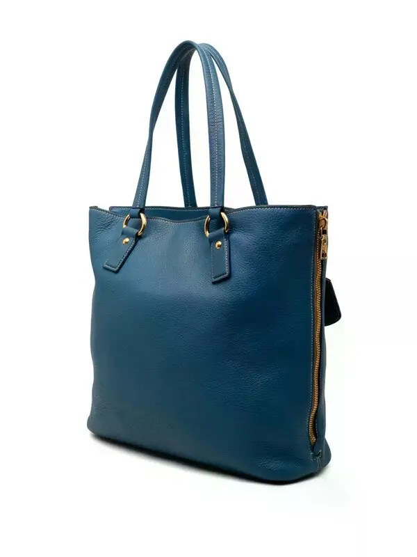 Prada 2000-2026 Vitello Daino Side Zip Shopper Tote Bag