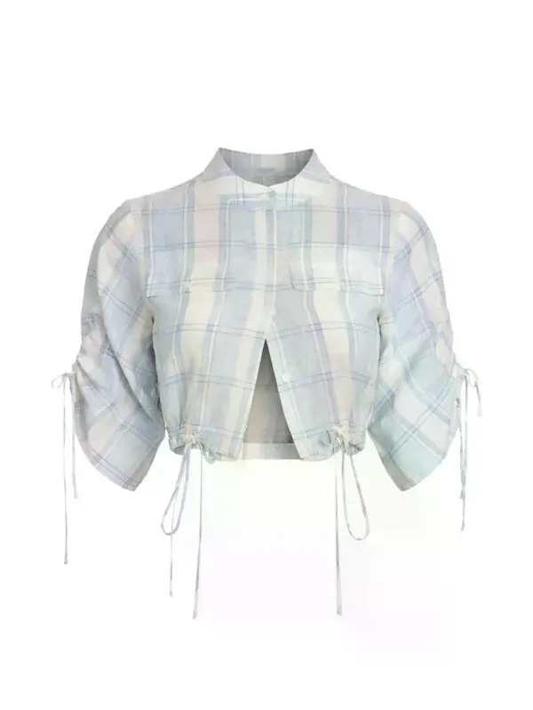HEVRON Eva Plaid Blouse - Blue