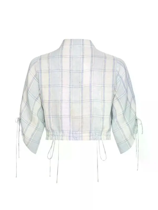 HEVRON Eva Plaid Blouse - Blue