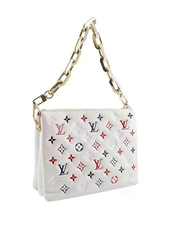 LOUIS VUITTON Tricolor Monogram Embossed Coussin Pm Satchel - Red