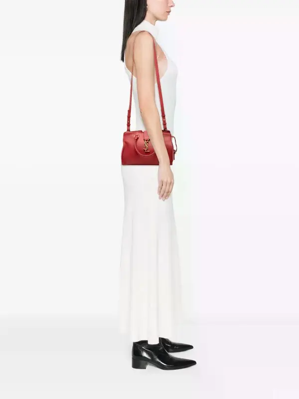 Saint Laurent 2016 Baby Leather Monogram Downtown Cabas Satchel - Red