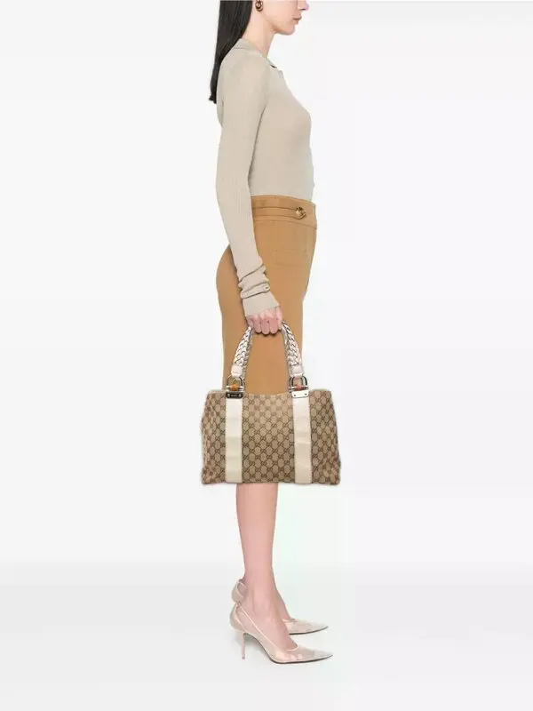 Gucci 2000-2015 Medium Gg Canvas Bamboo Libeccio Tote Bag - Neutrals