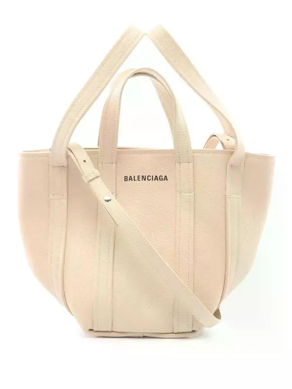 Balenciaga 2018-2026 Leather Everyday North South Xs Handbag - Neutrals