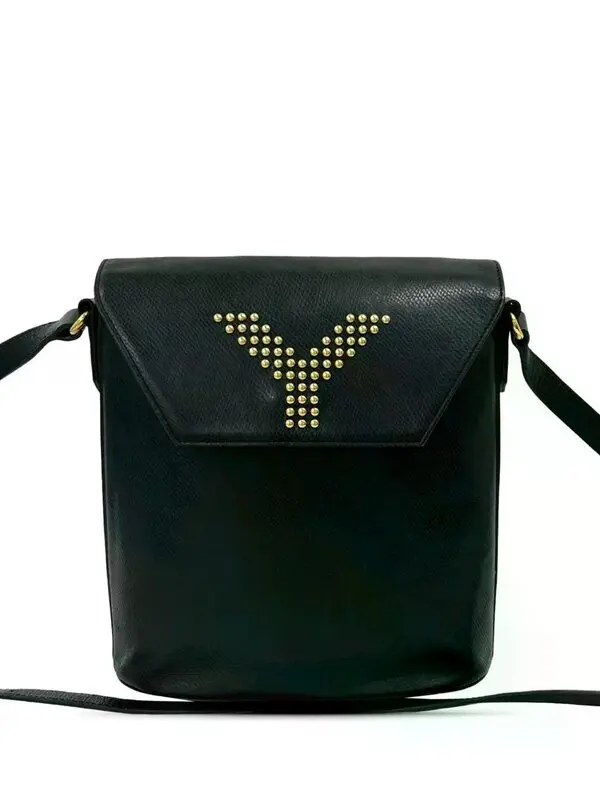 Saint Laurent 20th Century Leather Y Studded Crossbody Bag - Black