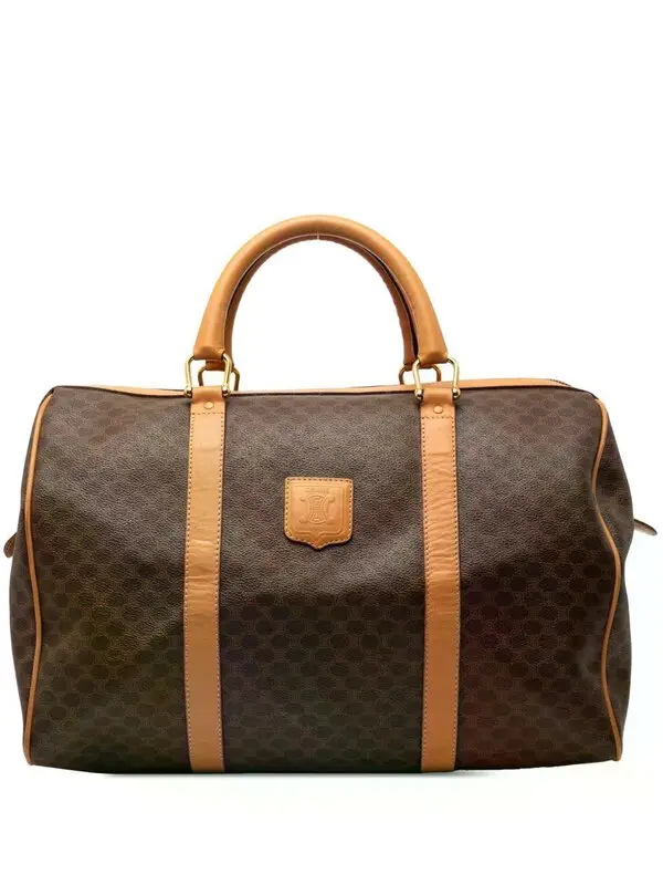 Celine 2012 Macadam Coated Canvas Boston Bag - Brown