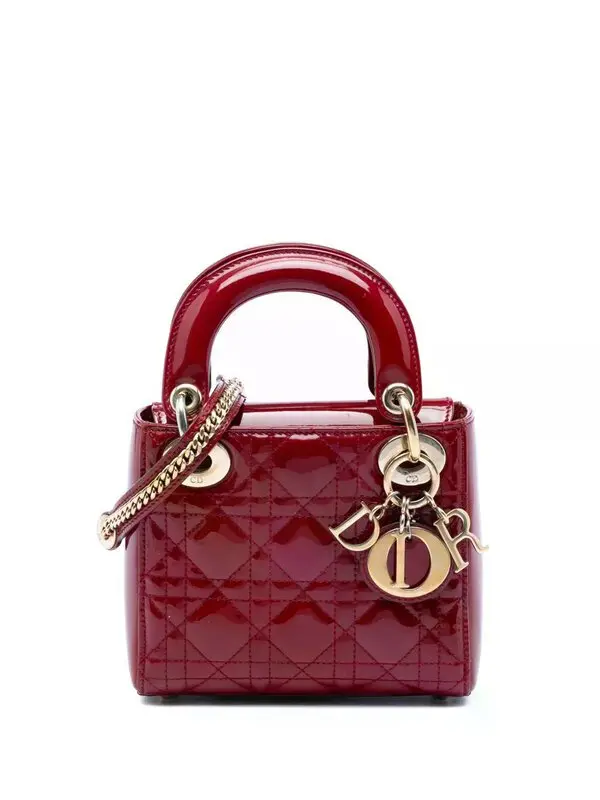 Dior 2017 Mini Patent Cannage Lady Satchel - Red