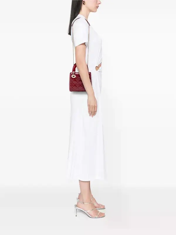 Dior 2017 Mini Patent Cannage Lady Satchel - Red