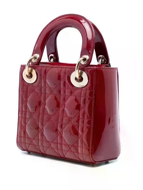 Dior 2017 Mini Patent Cannage Lady Satchel - Red