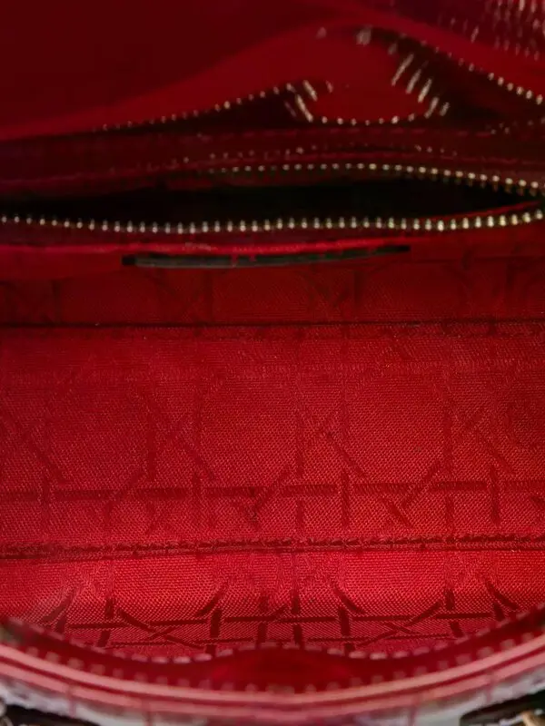 Dior 2017 Mini Patent Cannage Lady Satchel - Red