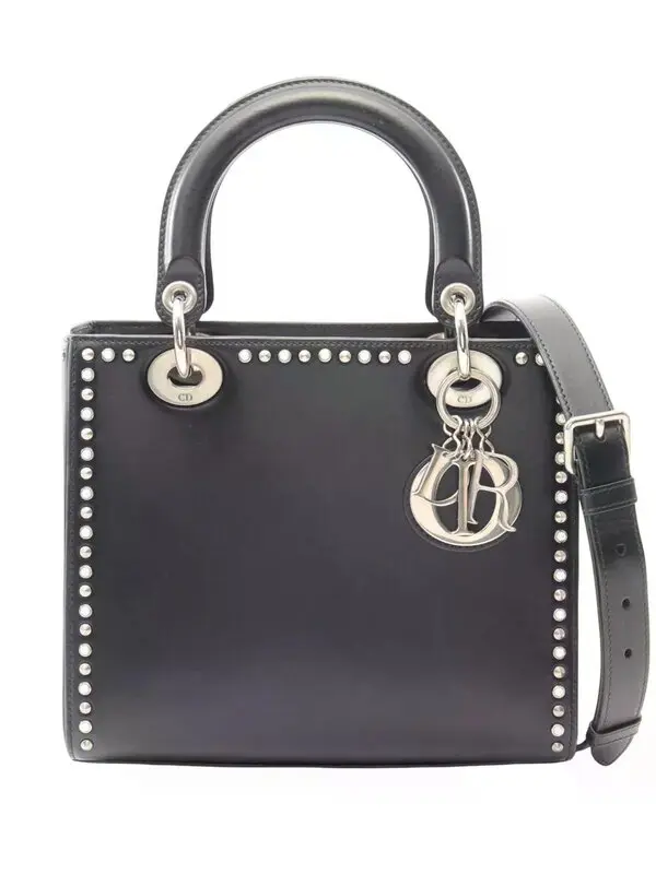 Dior 2010-2026 Medium Studded Leather Lady Satchel - Black