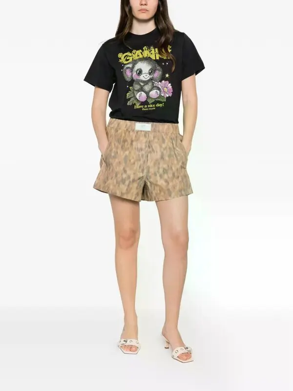 GANNI Printed Shorts - Neutrals
