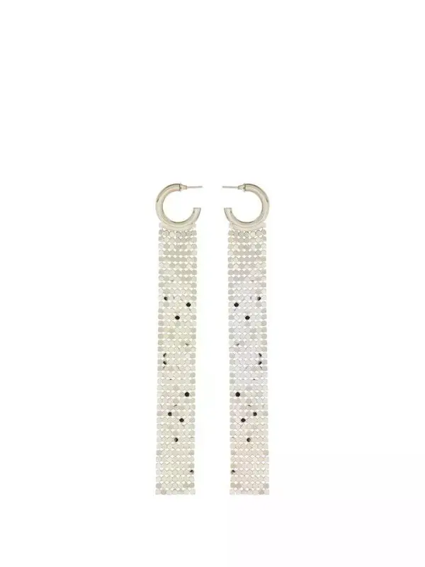 Rabanne Chainmail Drop Hoop Earrings - Silver