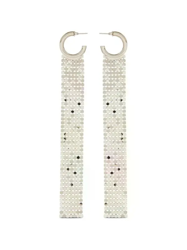 Rabanne Chainmail Drop Hoop Earrings - Silver