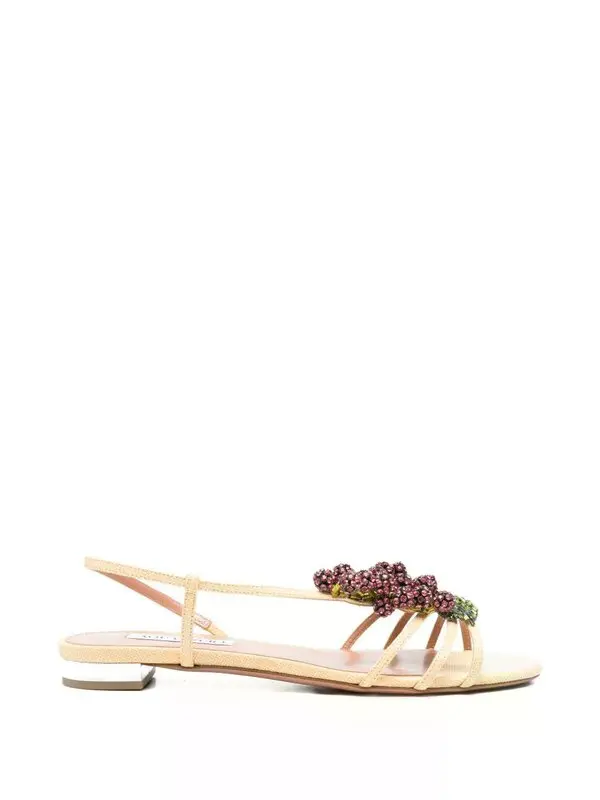 AQUAZZURA Crystal-embellished Raffia Sandals