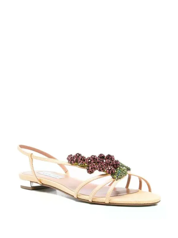 AQUAZZURA Crystal-embellished Raffia Sandals