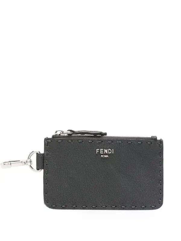 Fendi Selleria Leather Cardholder - Grey