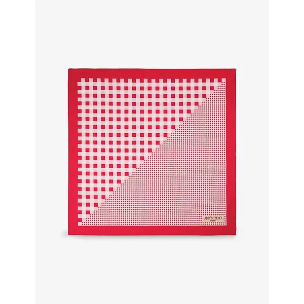 JIMMY CHOO Sula Gingham Mixed Print Cotton Bandana - A400 Ruby Red Mix