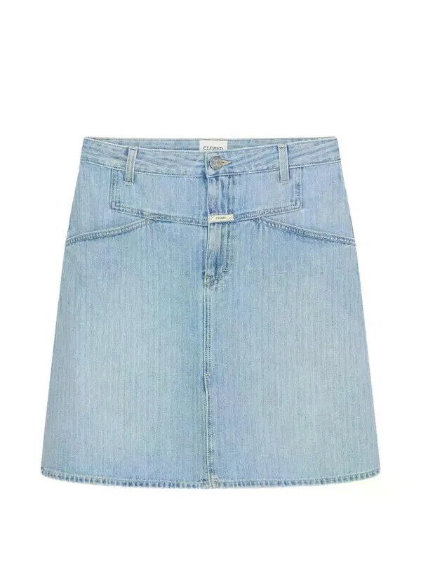 Closed Denim Mini Skirt With Front Slit - Blue