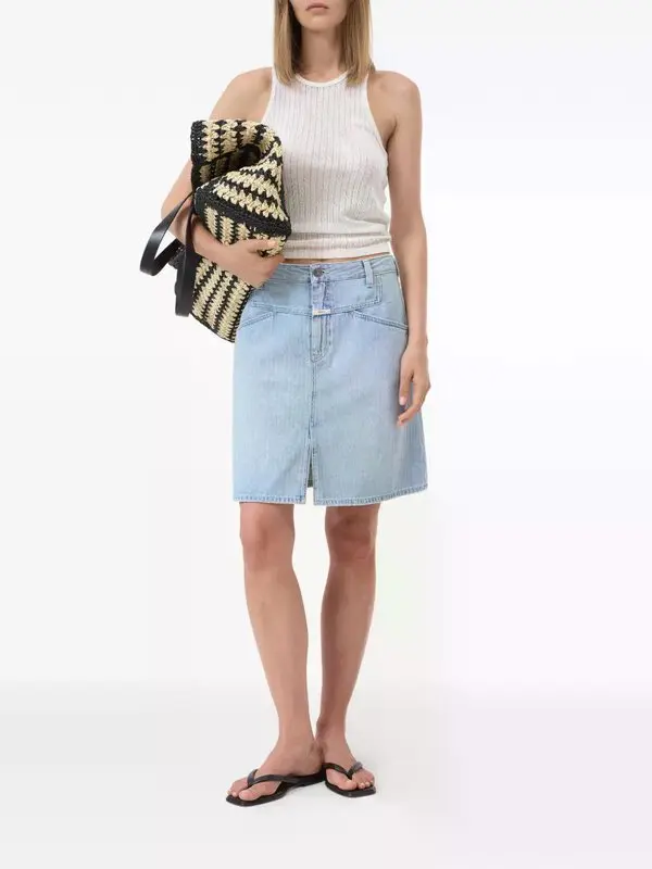 Closed Denim Mini Skirt With Front Slit - Blue