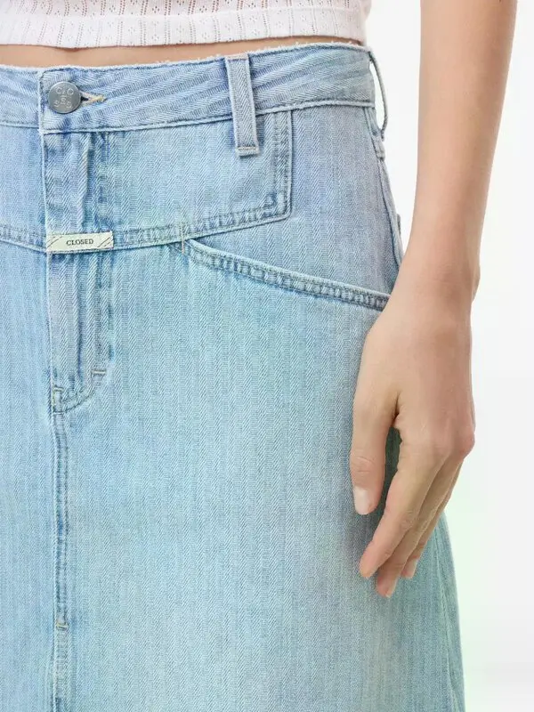 Closed Denim Mini Skirt With Front Slit - Blue