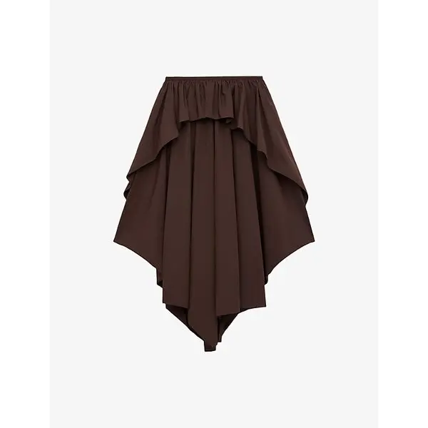 Loewe X Paula's Ibiza Cotton-poplin Midi Skirt - Chocolate Brown