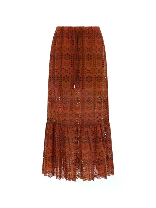 Paul Smith Broderie-anglaise Tiered Skirt - Brown