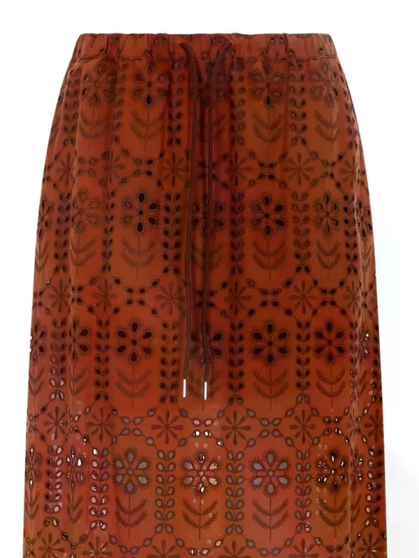 Paul Smith Broderie-anglaise Tiered Skirt - Brown