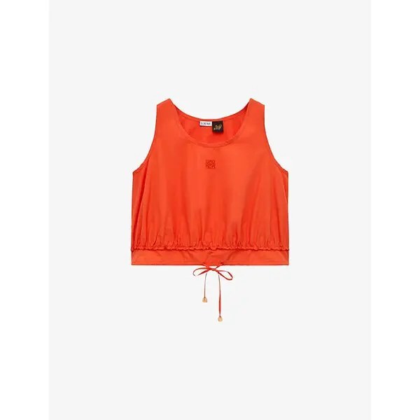 Loewe X Paula's Ibiza Scoop-neck Cropped Cotton Top
