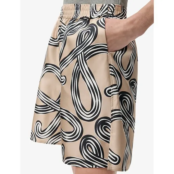 Loewe Anagram-print Silk-twill Shorts - Beige/black