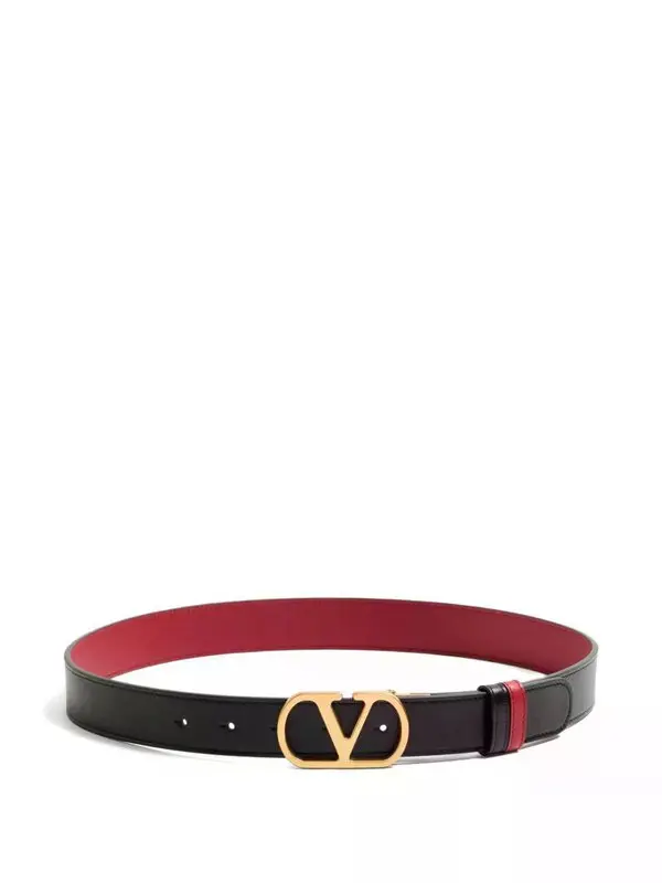 Valentino Garavani Vlogo Signature Reversible Shiny Calfskin Belt 30mm / 1.2 - Black