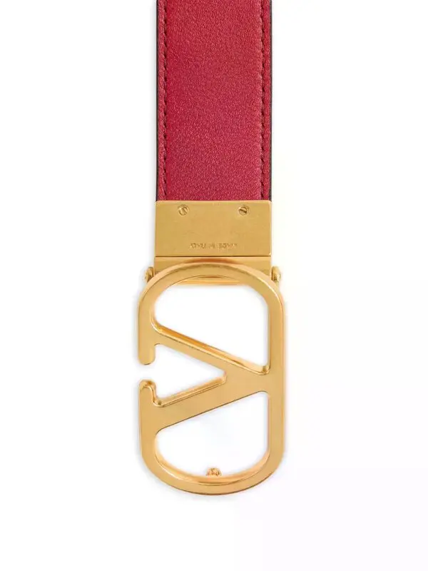 Valentino Garavani Vlogo Signature Reversible Shiny Calfskin Belt 30mm / 1.2 - Black