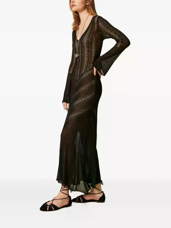 TWINSET Lurex-detail Maxi Dress - Black