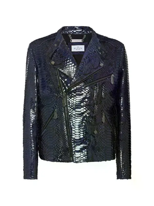 Philipp Plein Python-leather Biker Jacket