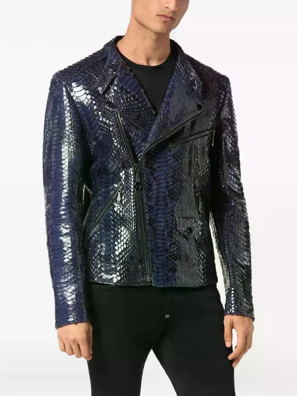 Philipp Plein Python-leather Biker Jacket