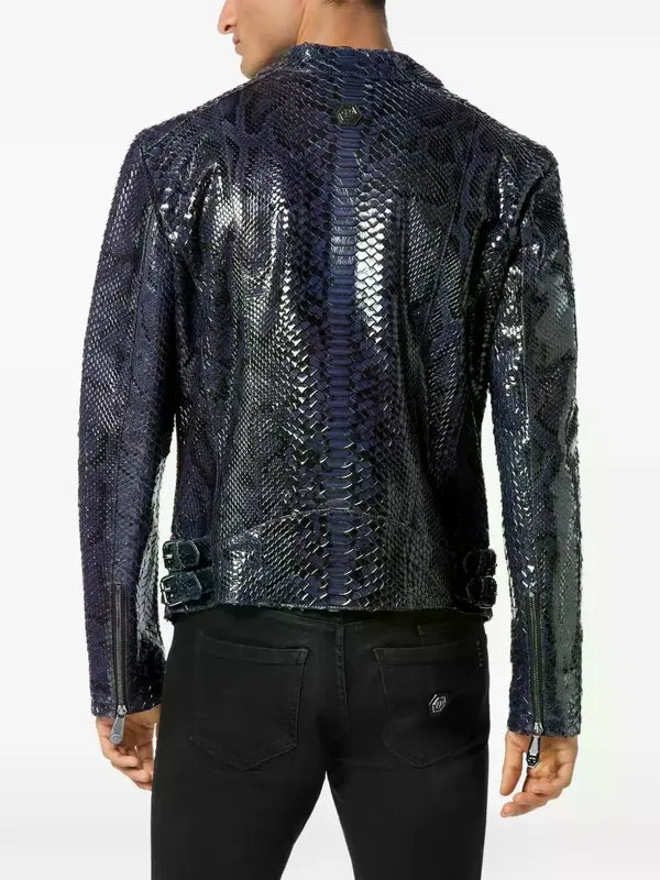 Philipp Plein Python-leather Biker Jacket
