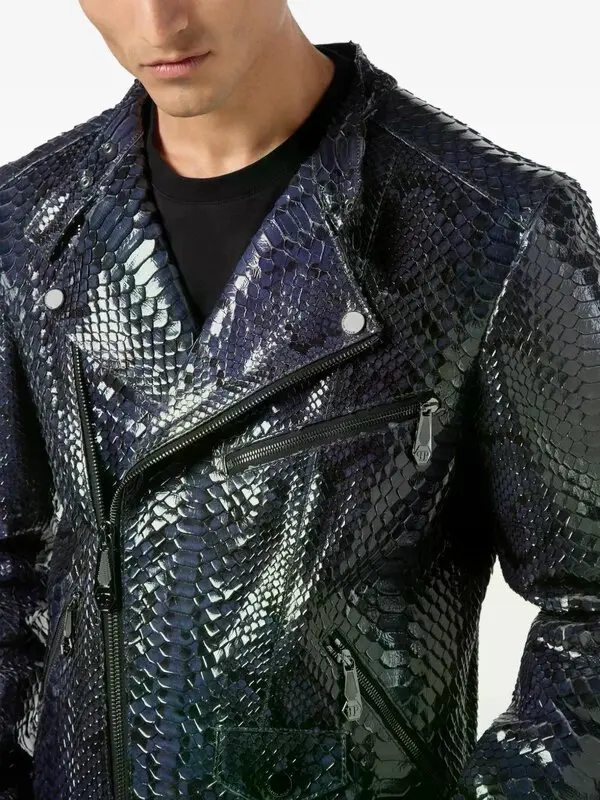 Philipp Plein Python-leather Biker Jacket