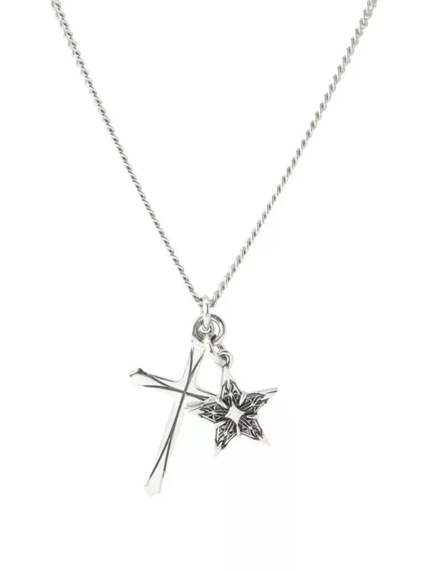 Emanuele Bicocchi Cross And Star Pendant Necklace - Silver