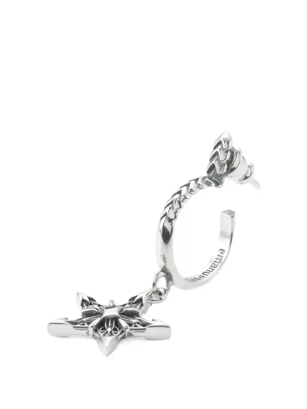 Emanuele Bicocchi Star Drop Hoop Earrings - Silver
