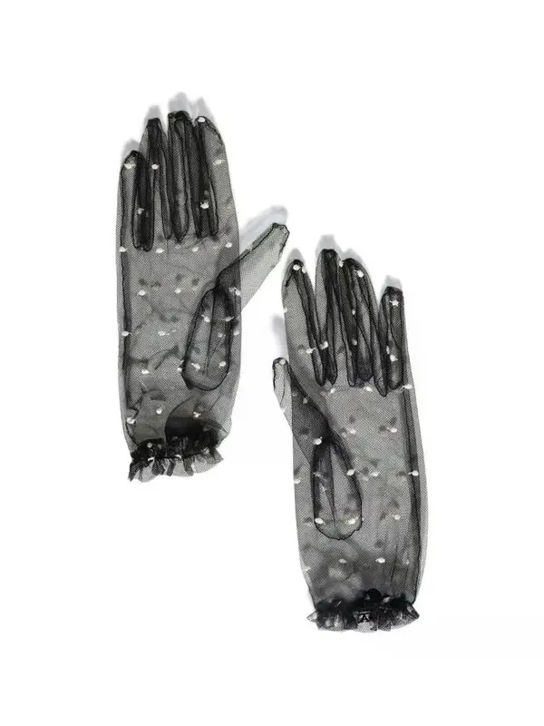Valentino Garavani Polka-dot Tulle Gloves - Black